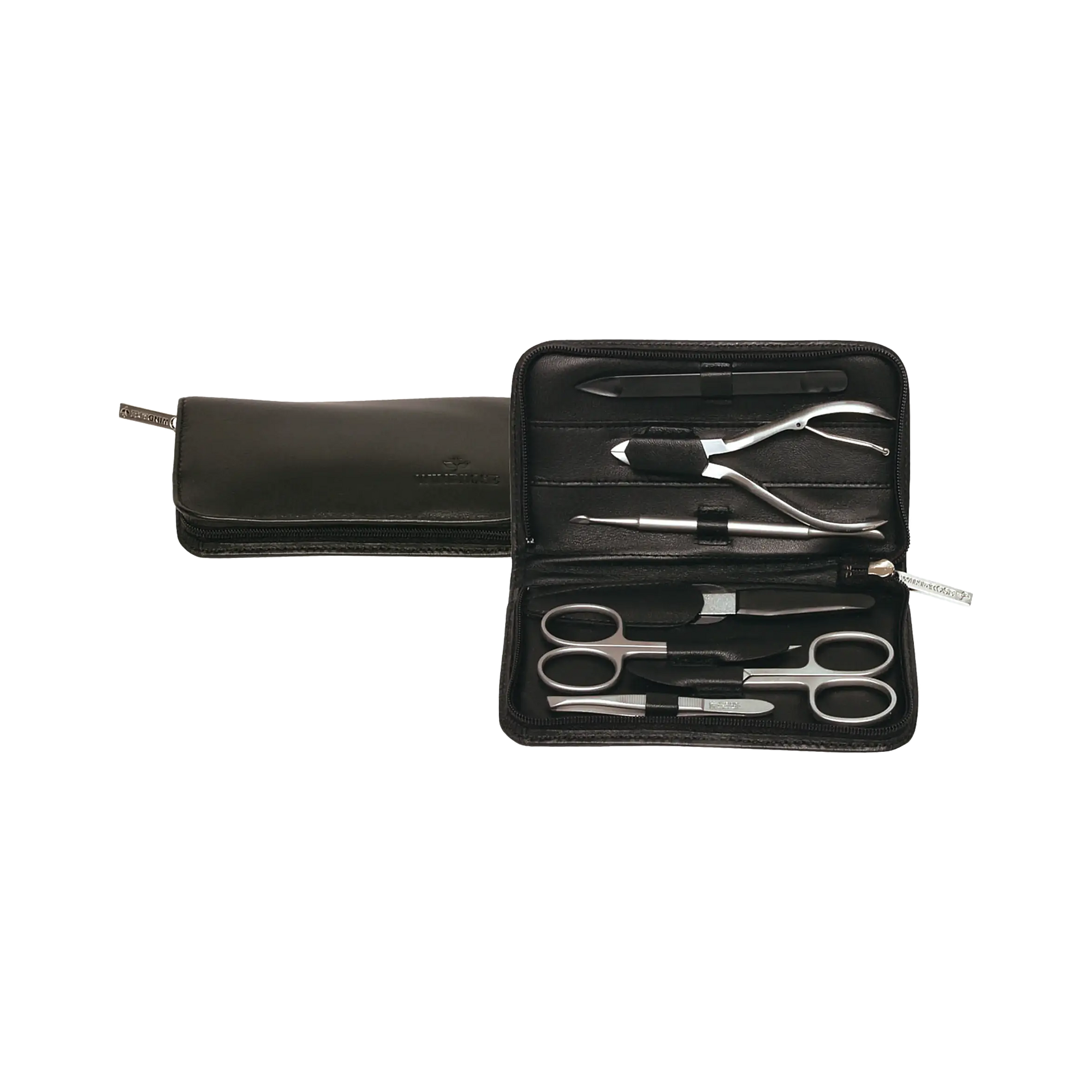 7-piece manicure case Nappa / black (full-grain leather) – Windrose ...
